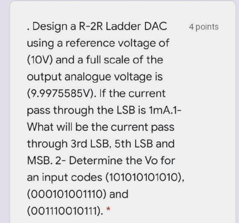 Solved 4 points . Design a R-2R Ladder DAC using a reference | Chegg.com