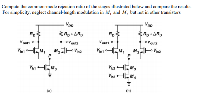 Solved Compute the common-mode rejection ratio of the stages | Chegg.com
