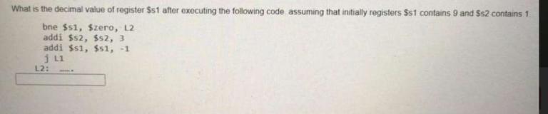 Solved What is the decimal value of register $51 after | Chegg.com