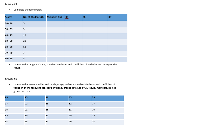 Solved - Complete the table below - Compute the range, | Chegg.com