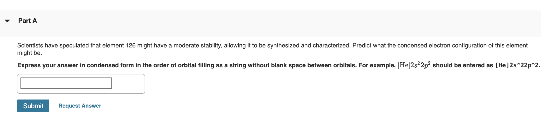 Solved Part AScientists have speculated that element 126 | Chegg.com