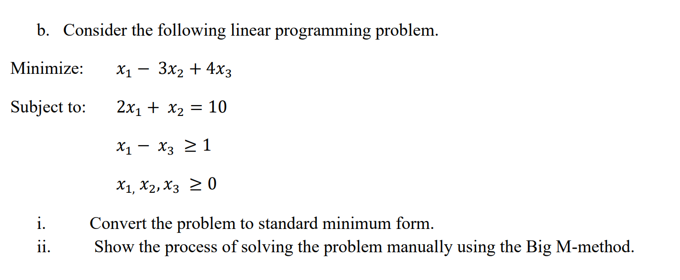 Solved b. Consider the following linear programming problem. | Chegg.com