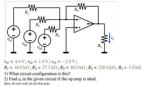 Solved vs1R1=4.0 V;vs2=1.0 V;vs3=−2.0 | Chegg.com