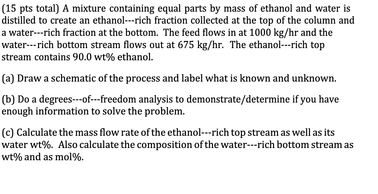 Solved A mixture containing equal parts by mass of ethanol | Chegg.com