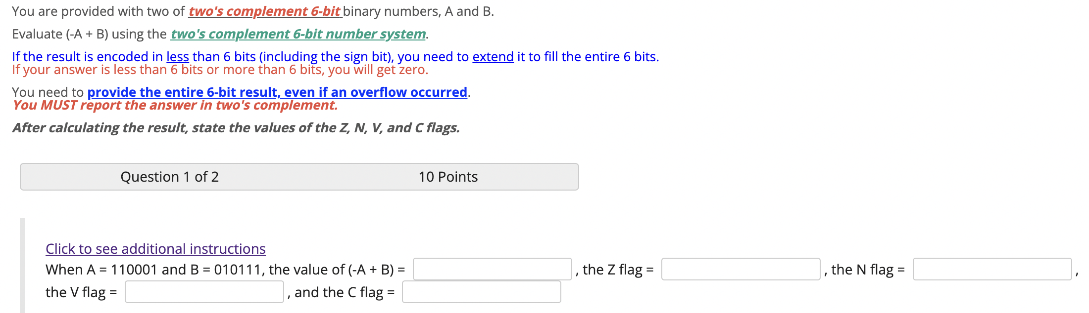 Solved You are provided with two of two's complement 6-bit | Chegg.com