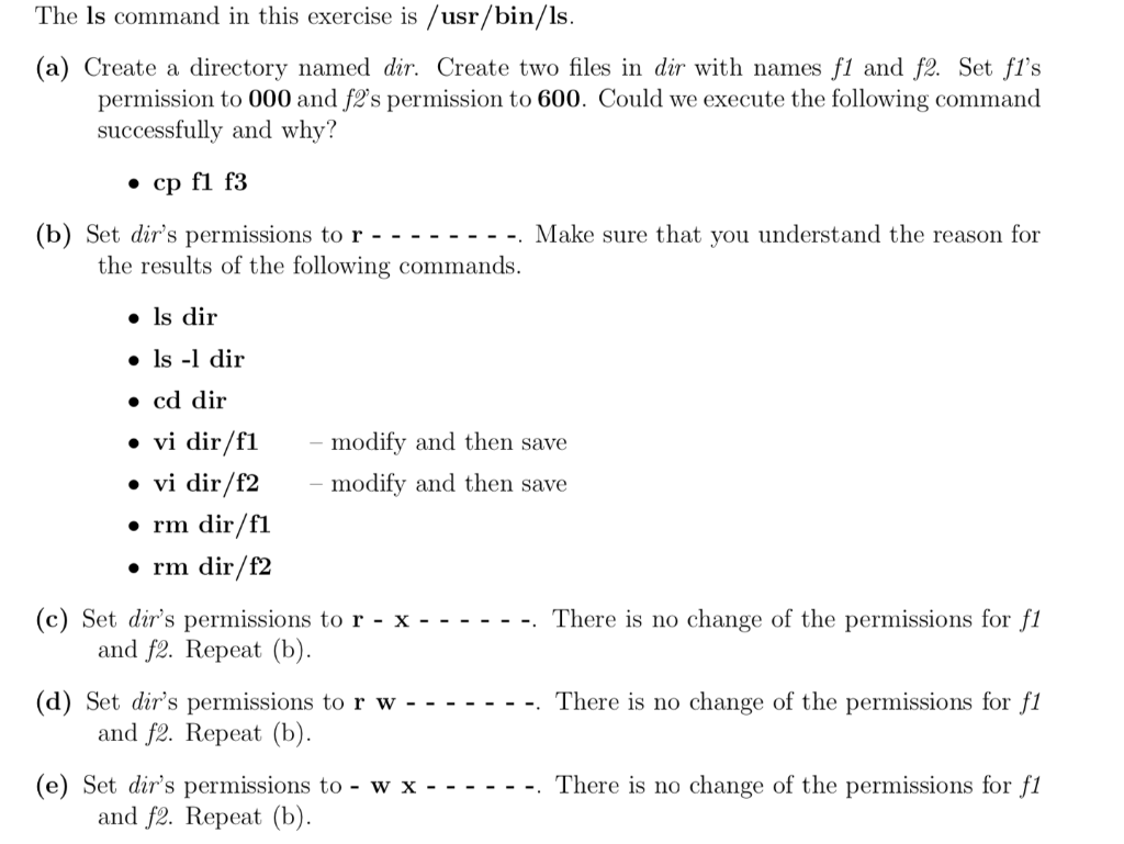 Solved The ls command in this exercise is /usr/bin/ls. (a) | Chegg.com