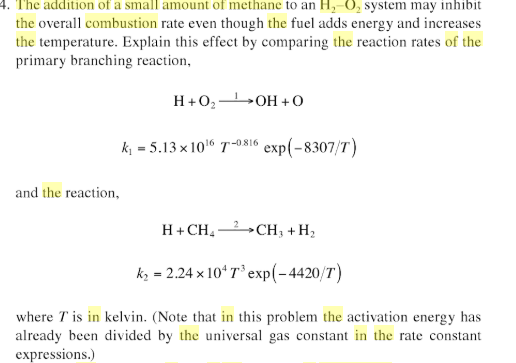 Solved 4. The addition of a small amount of methane to an H2 | Chegg.com