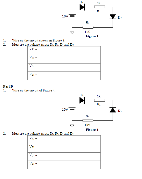 Solved o calculate the voltages in diode resistor circuits. | Chegg.com