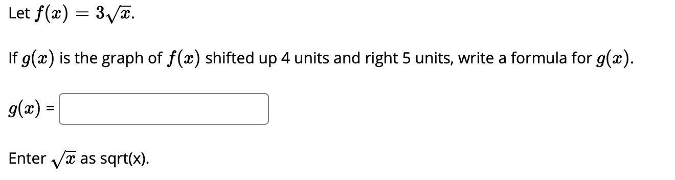 Solved Let f(x) = 3. If g(x) is the graph of f(a) shifted up | Chegg.com