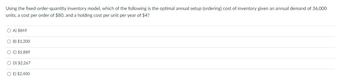 Solved Using the fixed-order-quantity inventory model, which | Chegg.com