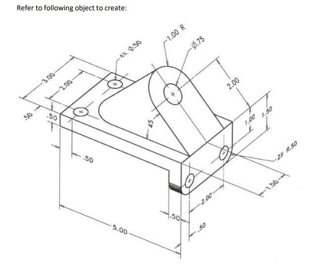 Solved Orthographic project with dimension of an object and | Chegg.com