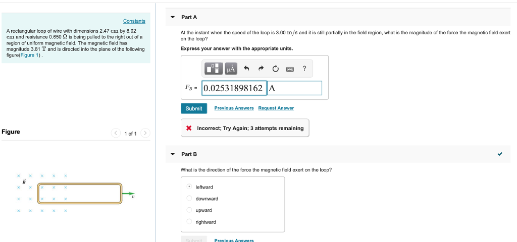 Solved Part A Constants A rectangular loop of wire with | Chegg.com