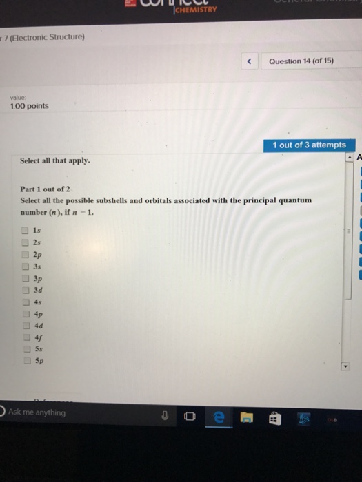 Solved Select all the possible subshells and orbitals | Chegg.com