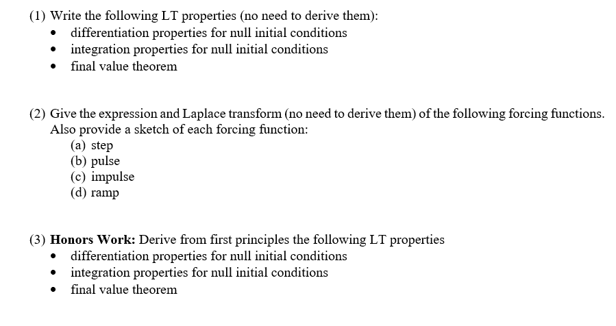 Solved (1) Write the following LT properties (no need to | Chegg.com