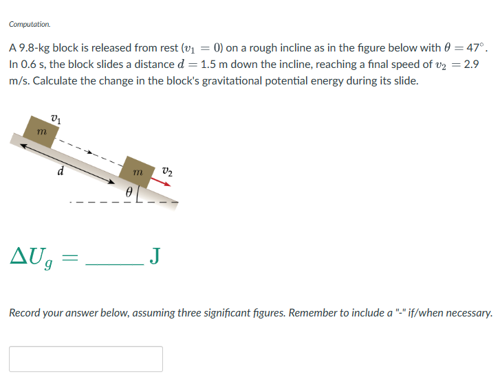 Solved Computation. A 9.8- kg block is released from rest | Chegg.com