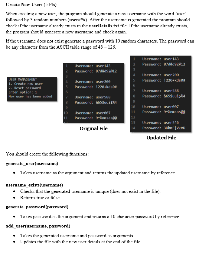 Solved Summary In this assignment you will create a user | Chegg.com