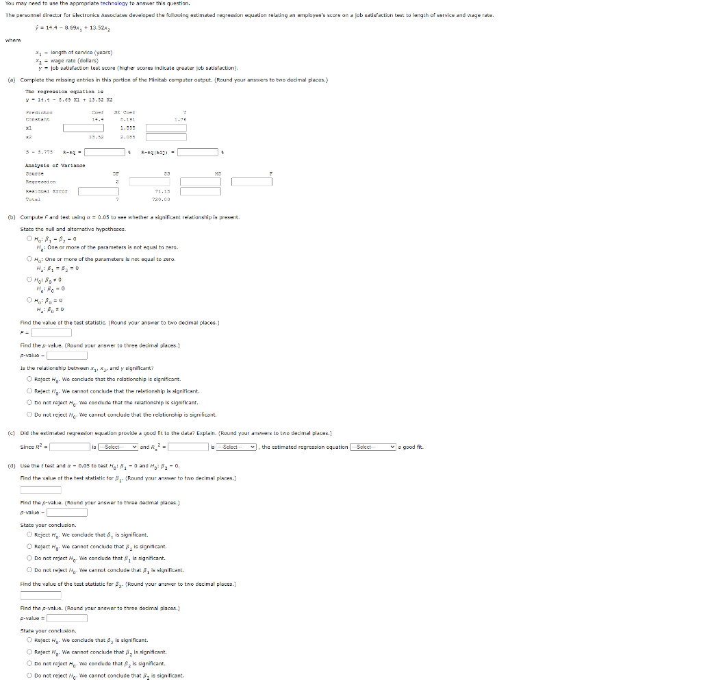 Solved Do not reject H0. We cannot conclude that β2 is | Chegg.com