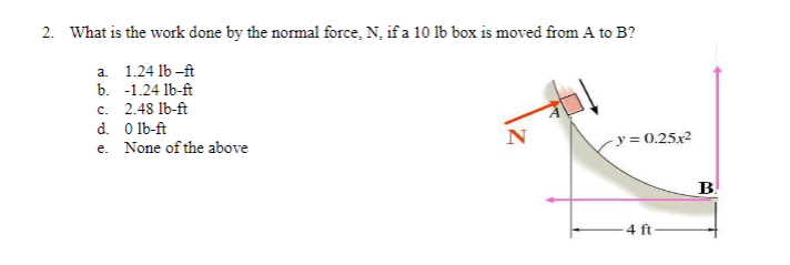 Solved 2. What is the work done by the normal force, N, if a | Chegg.com