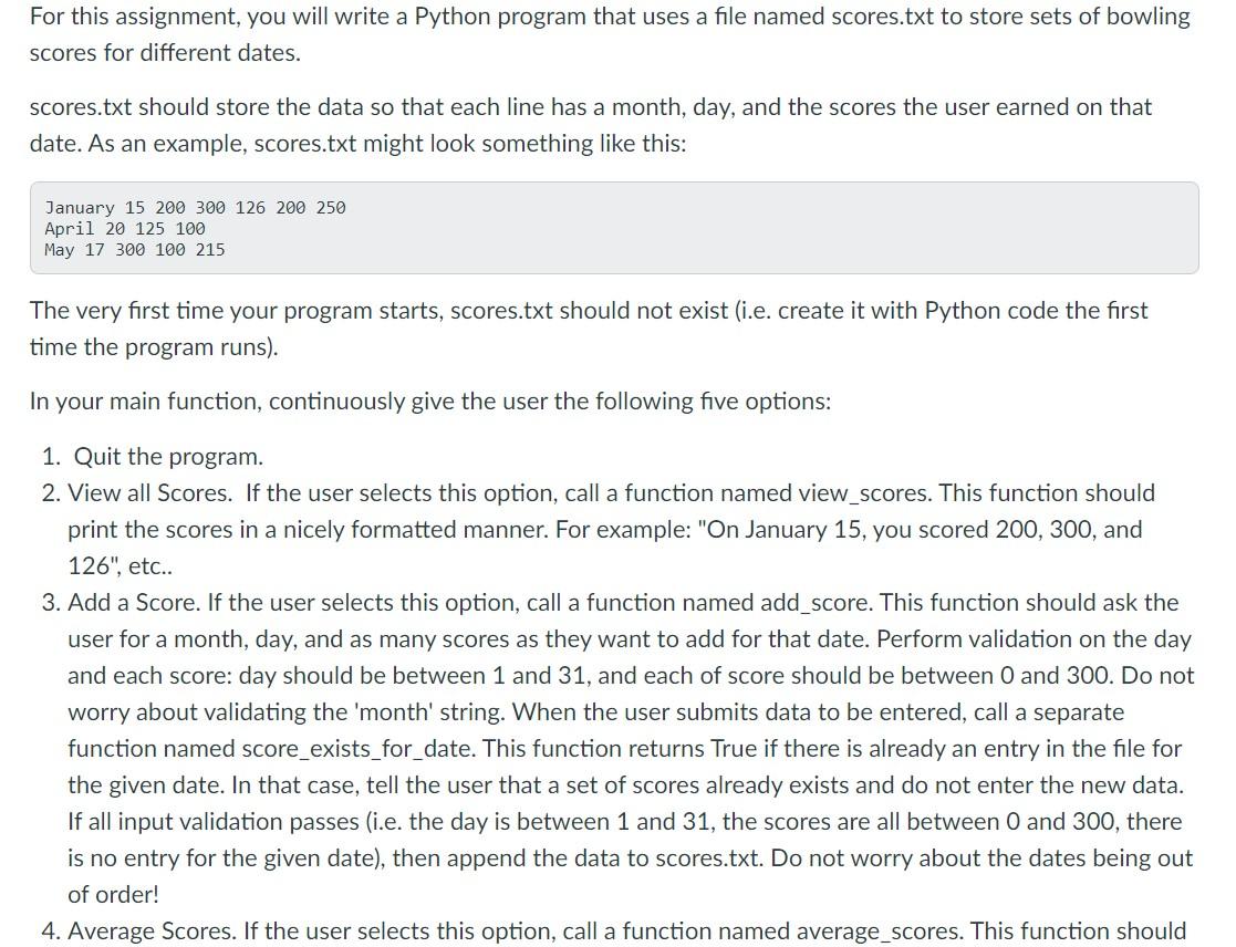 Solved For this assignment, you will write a Python program | Chegg.com