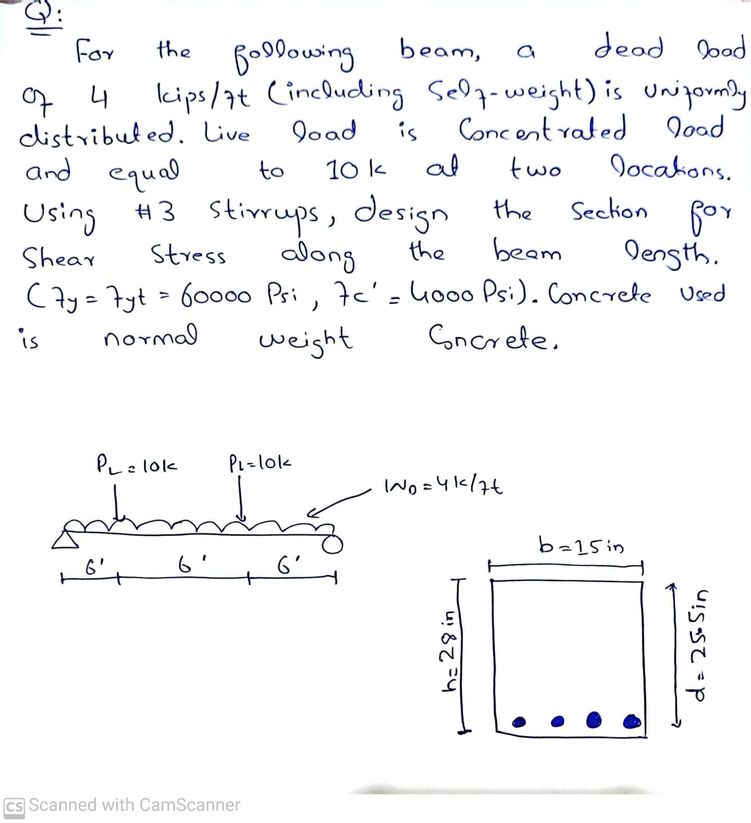 Solved Q: For the following beam, a dead goad of 4 kips/7t | Chegg.com