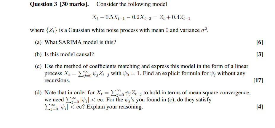 Solved Question 3 [30 marks). Consider the following model | Chegg.com