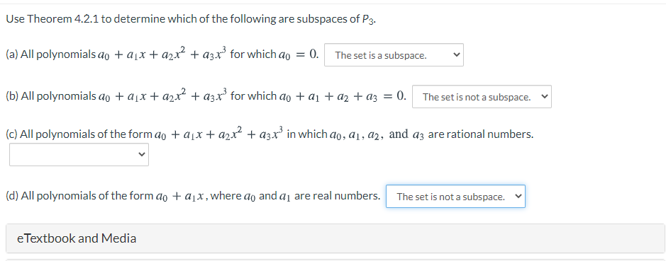 Solved Use Theorem 4.2.1 to determine which of the following | Chegg.com
