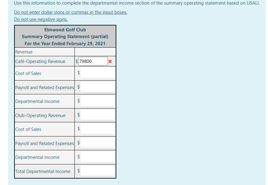 Use this information to complete the departmental | Chegg.com
