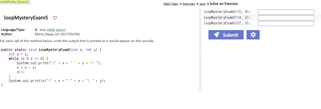 Solved oopMysteryExam3 Main Page → Exercises → Java → Solve | Chegg.com