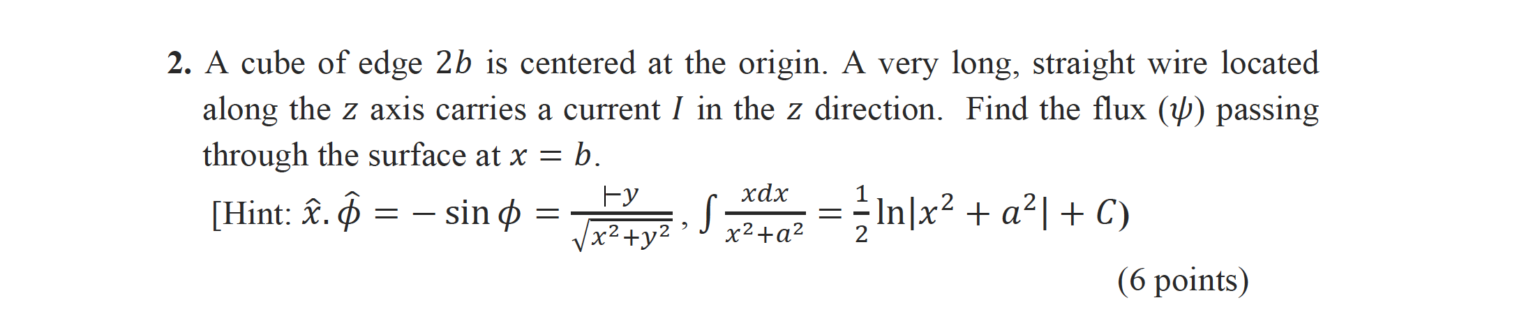 Solved A cube of edge 2𝑏 is centered at the origin. A very | Chegg.com