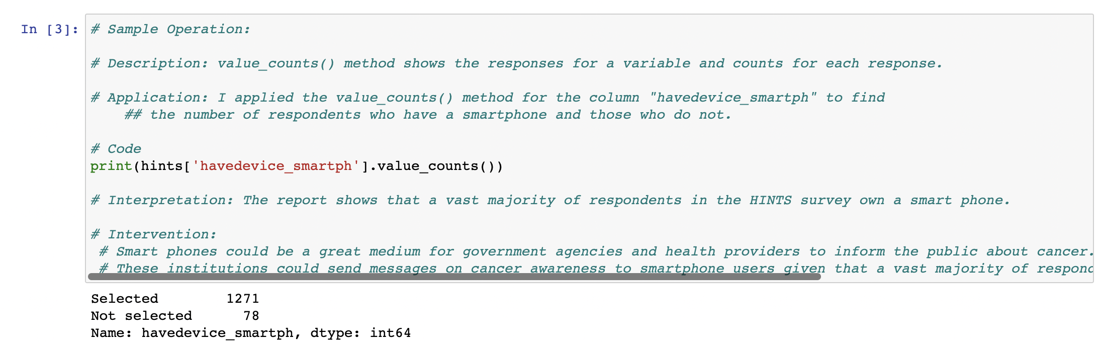 Solved Instructions: Sample Operation In the code cell | Chegg.com