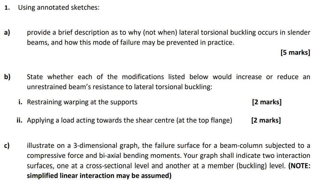 Solved 1. Using annotated sketches: a) provide a brief | Chegg.com