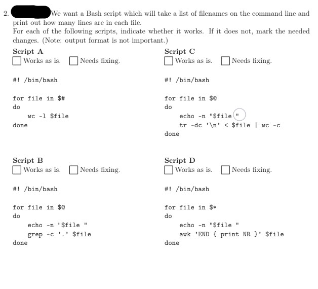 Solved We Want A Bash Script Which Will Take A List Of Chegg