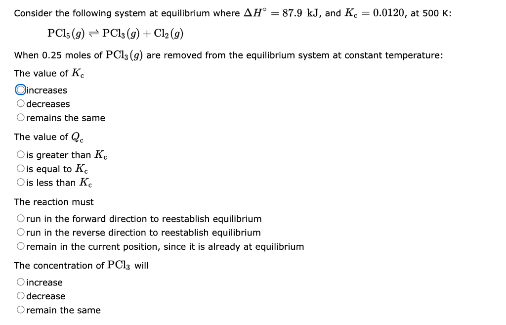Solved Consider the following system at equilibrium where | Chegg.com