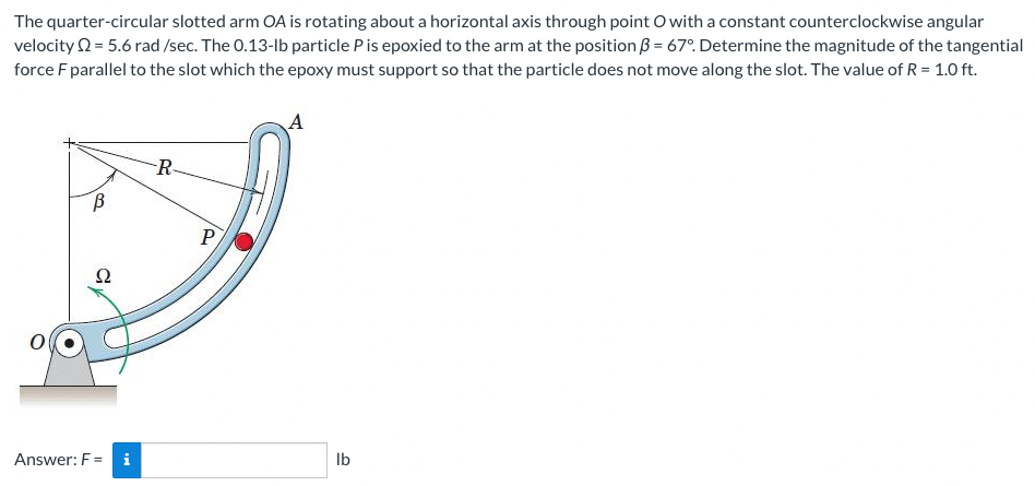 Solved The quarter-circular slotted arm OA is rotating about | Chegg.com