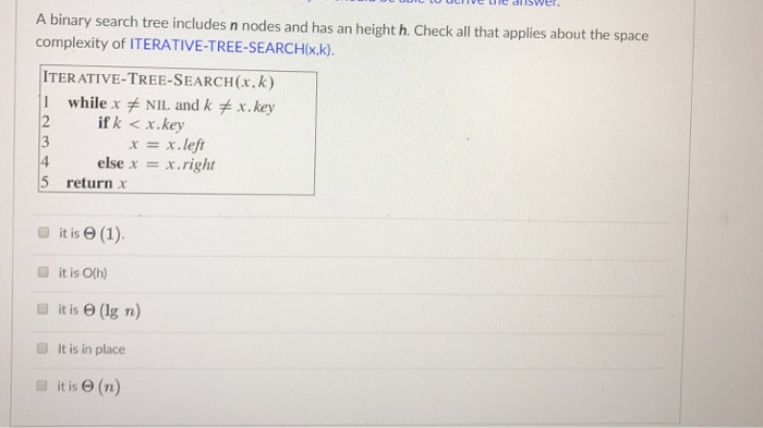 Solved A binary search tree includes n nodes and has an | Chegg.com