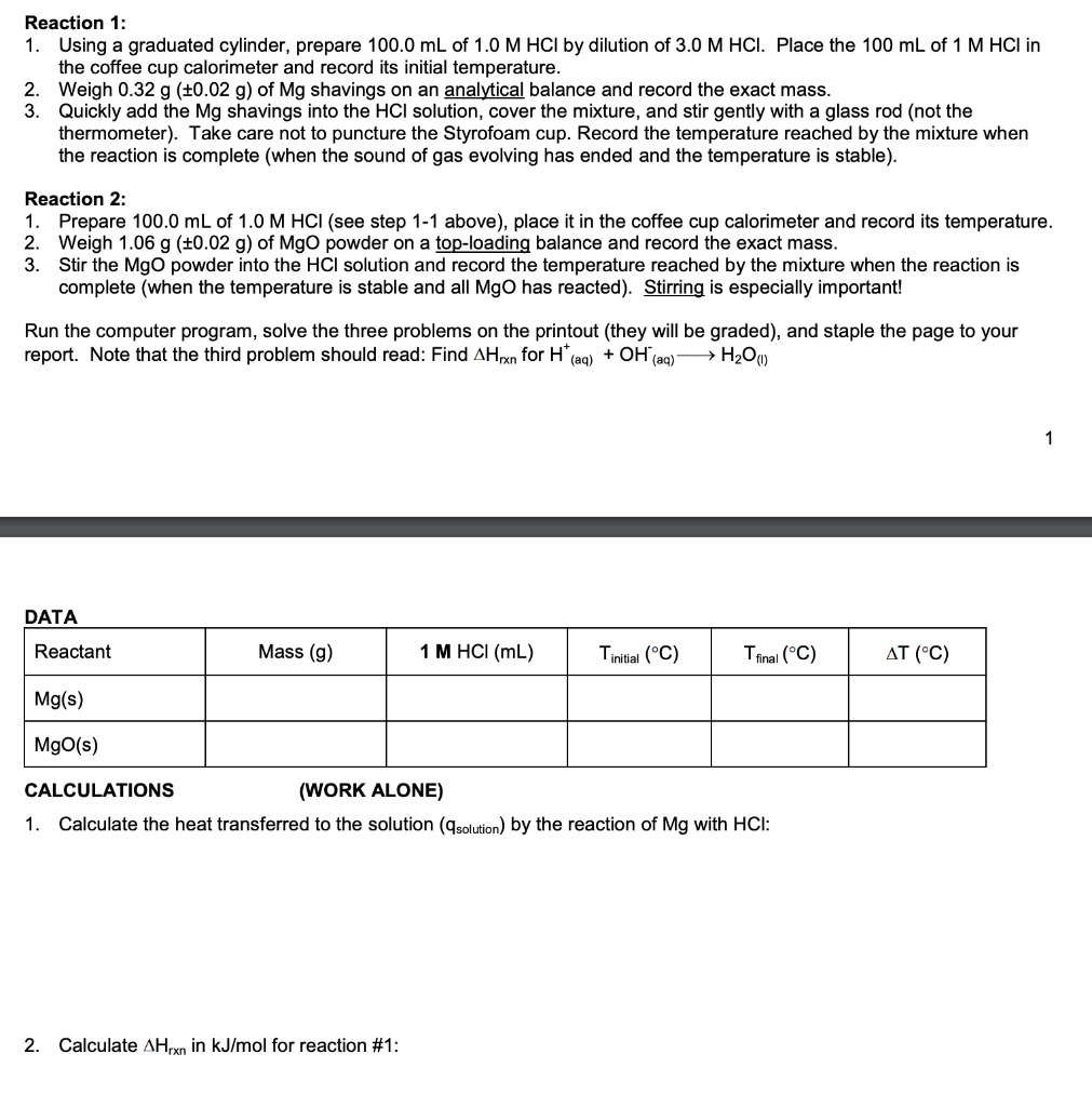Solved Experiment 17 Name ENTHALPY OF FORMATION OBJECTIVES | Chegg.com