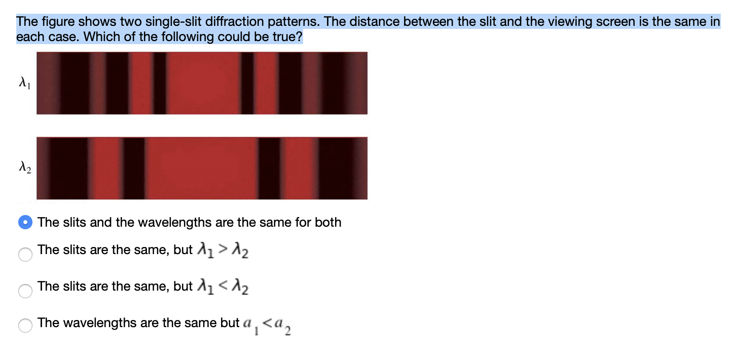 Solved The figure shows two single-slit diffraction | Chegg.com