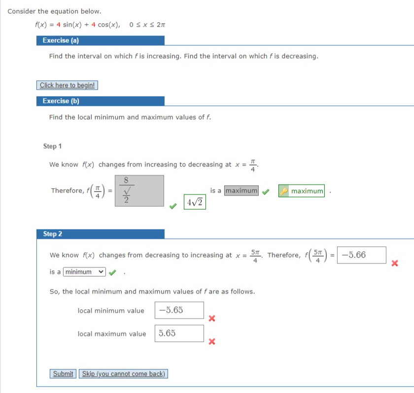 Solved Consider the equation below. f(x) = 4 sin(x) + 4 | Chegg.com