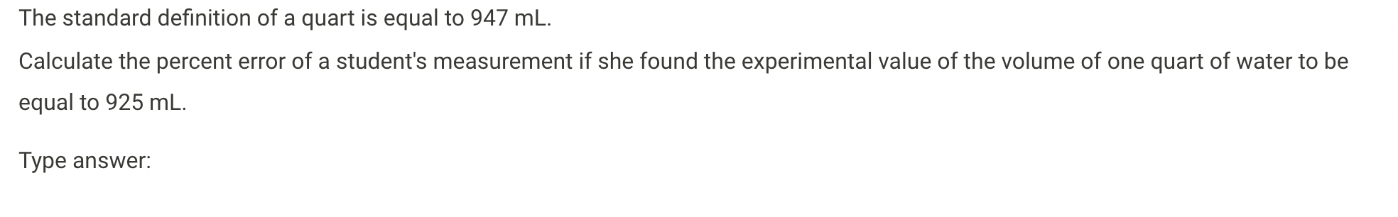 Solved The standard definition of a quart is equal to 947 | Chegg.com