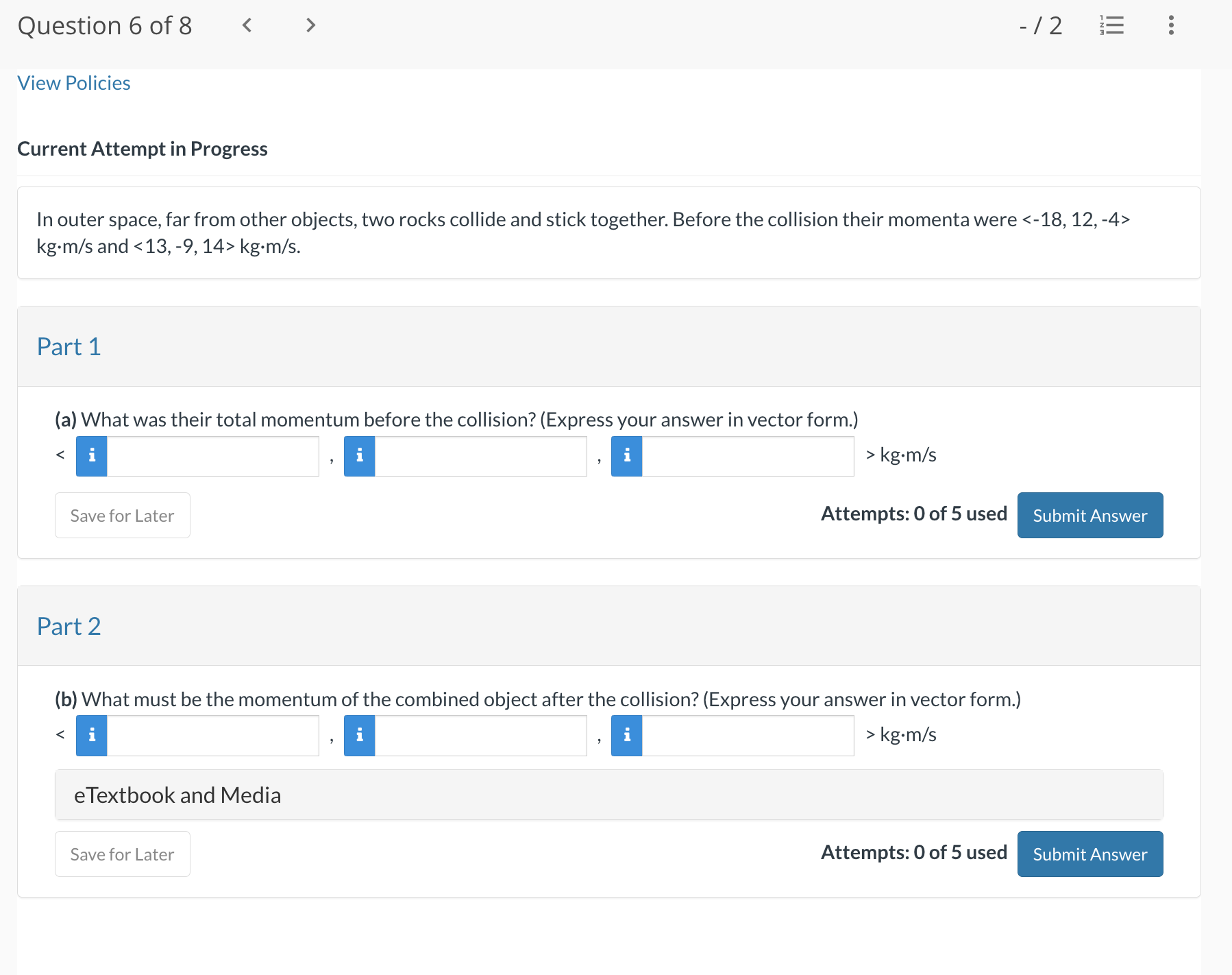 In outer space, far from other objects, two rocks | Chegg.com