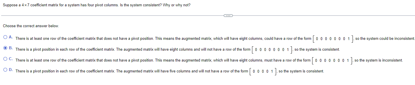 Solved Suppose a 4×7 ﻿coefficient matrix for a system has | Chegg.com