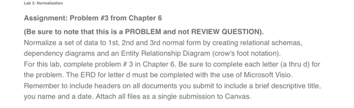 Lab 3: Normalization Assignment Problem #3 from | Chegg.com