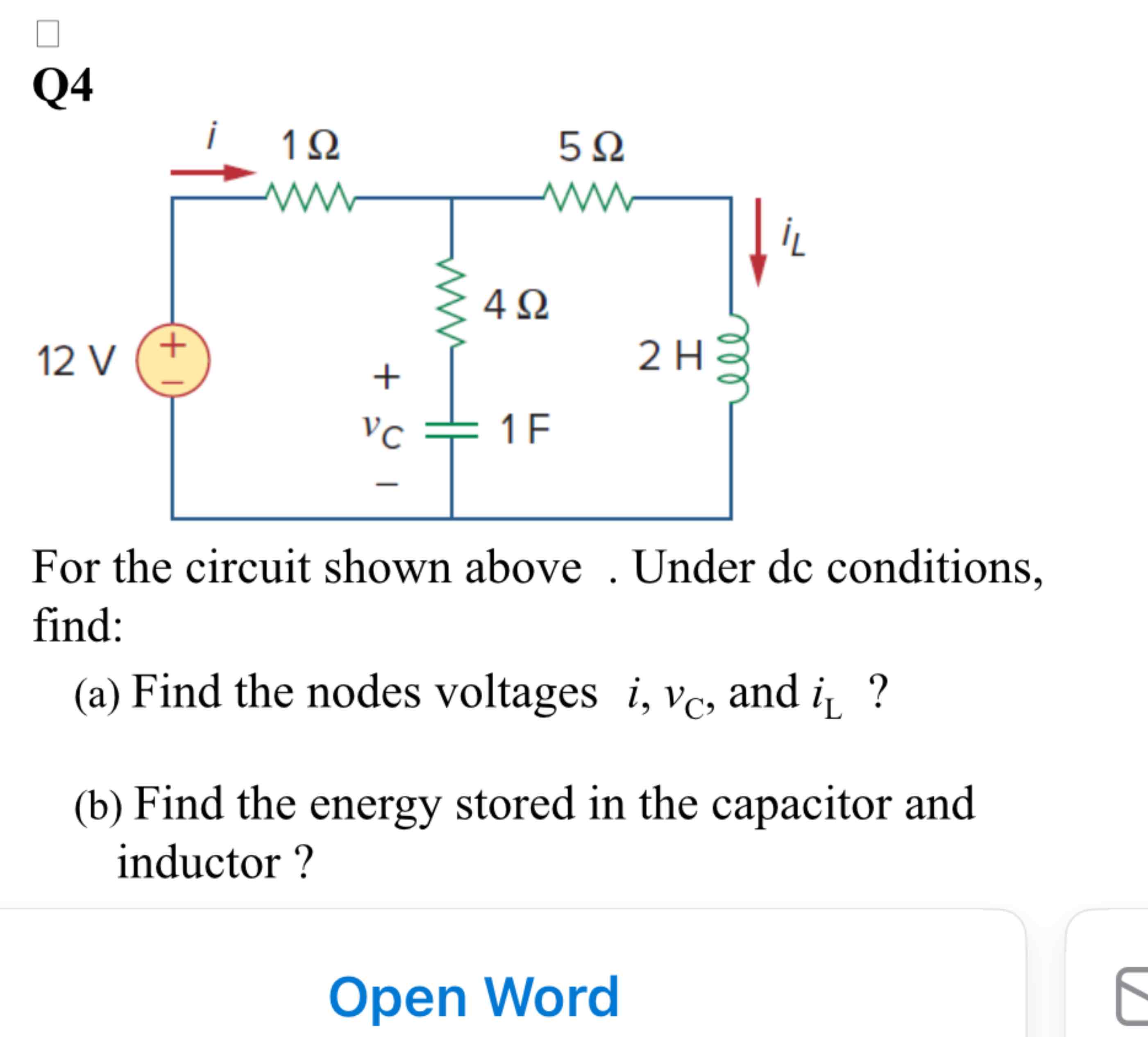 Solved Q4For the circuit shown above . ﻿Under dc | Chegg.com