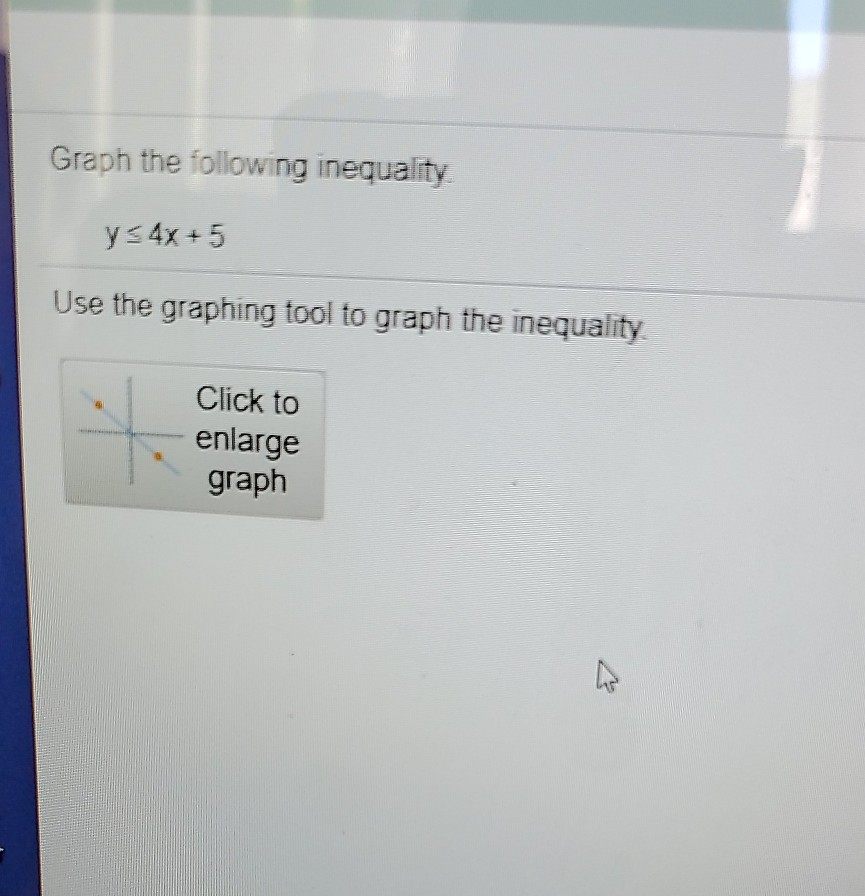 Solved Graph the following inequality y=44+5 Use the | Chegg.com