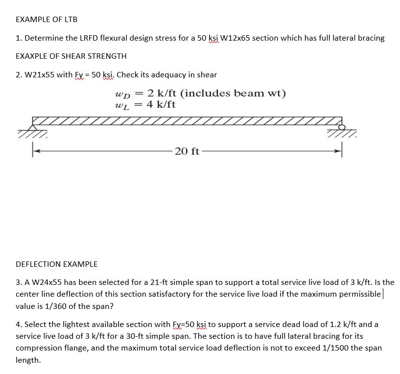 Solved EXAMPLE OF LTB 1. Determine the LRFD flexural design | Chegg.com