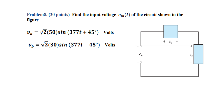 Solved Problem8. (20 points) Find the input voltage ein(t) | Chegg.com