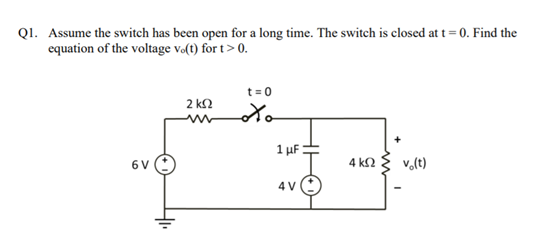 Solved Ql. Assume the switch has been open for a long time. | Chegg.com