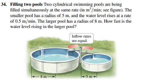 Solved 4. Filling two pools Two cylindrical swimming pools | Chegg.com