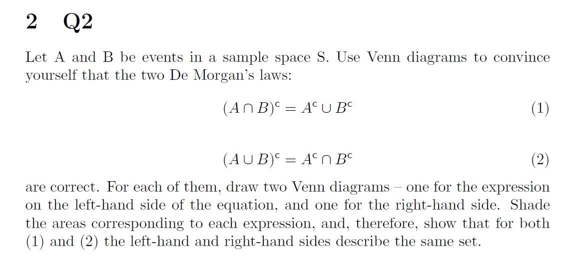 Solved Let A and B be events in a sample space S. Use Venn | Chegg.com