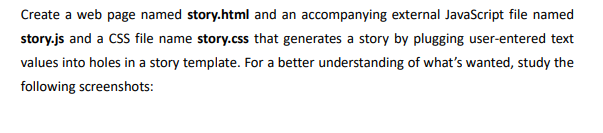 Solved Create a web page named story.html and an | Chegg.com
